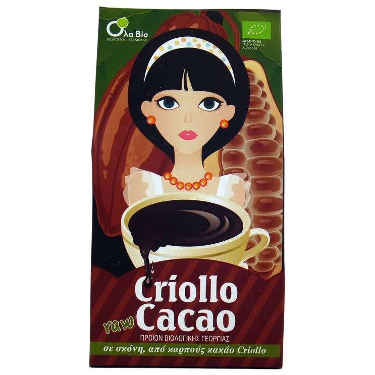 COCOA CRIOLLO RAW POWDER (in box ) ΒΙΟ 200gr | ΒΙΟ-ΥΓΕΙΑ